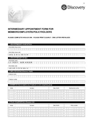 Fillable Online Intermediary Appointment Form For Members Employers