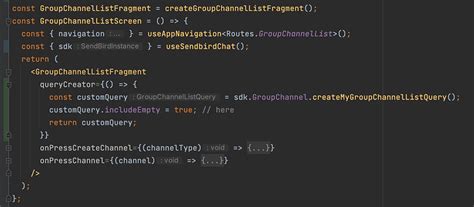 How To IncludeEmpty For React Native GroupChannelListFragment