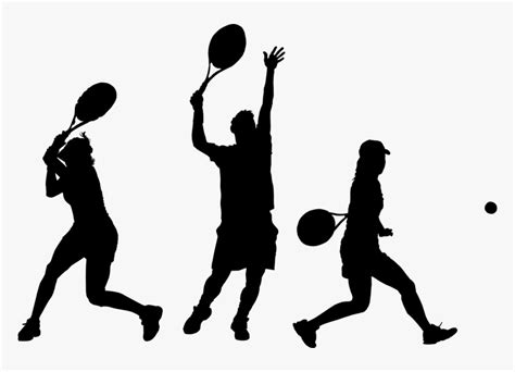 Female Filled Male Silhouette Sport Sports Silhouette Tennis