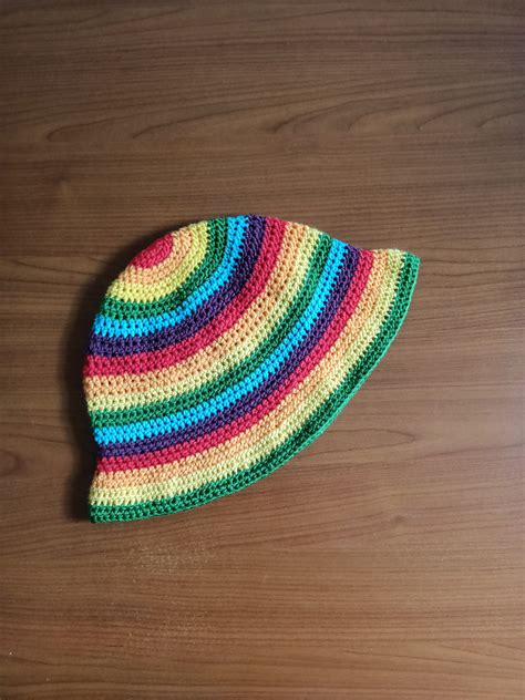 Rainbow Bucket Hat Crochet Bucket Hat T For Her Etsy
