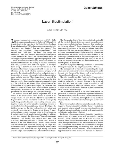 Pdf Laser Biostimulation