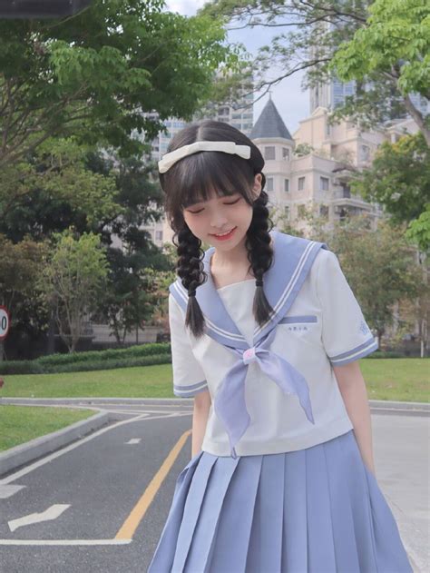 Jk写真丨蓝色水手服充满夏日的气息 涨姿势