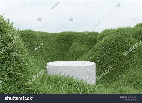3d 렌더 플랫폼 및 마운틴잔디밭의 자연연단 스톡 일러스트 2187450721 Shutterstock