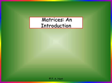 Matrices Teaching Resources
