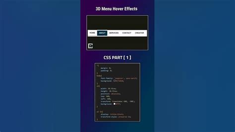 3d Menu Hover Effect ☝️ Youtube
