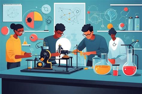 Criar Uma Imagem De Um Laboratório De Física Com Alunos Experimentando Os Princípios Da