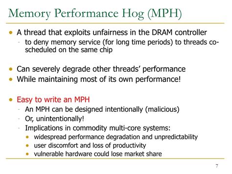 Ppt Preventing Memory Performance Hogs In Multi Core Systems Through