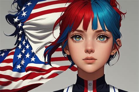 Premium Ai Image Manga Anime Girl Dressed As American Flag