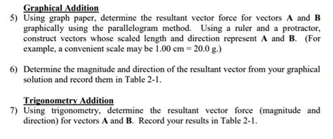 Graphical Addition 5 Using Graph Paper Determine The Resultant Vector Force For Vectors And B
