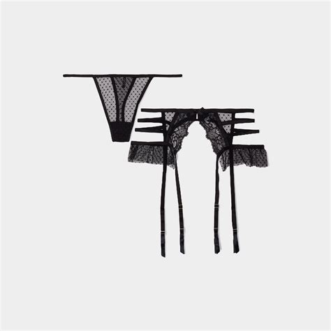 Ensemble String Et Porte Jarretelle Noir Femme La Halle