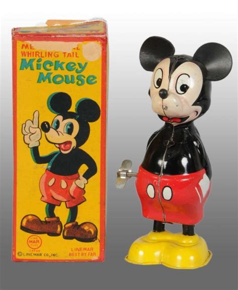 Linemar Disney Whirling Tail Mickey Mouse Tin Toy