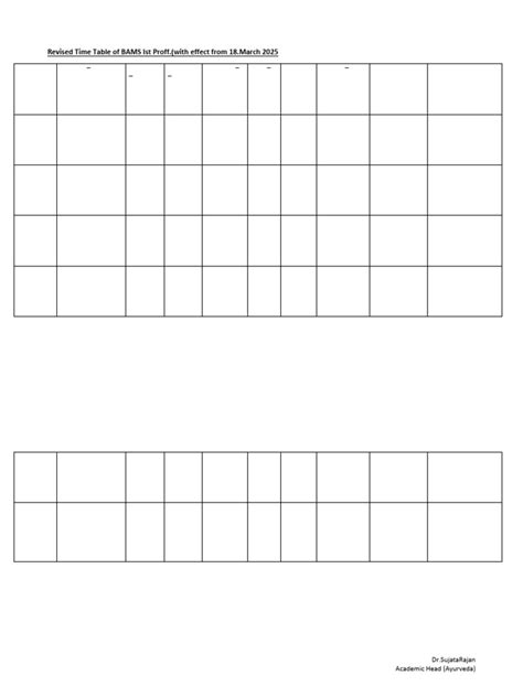 Revised Time Table First Prof Bams Pdf Medicine Ayurveda