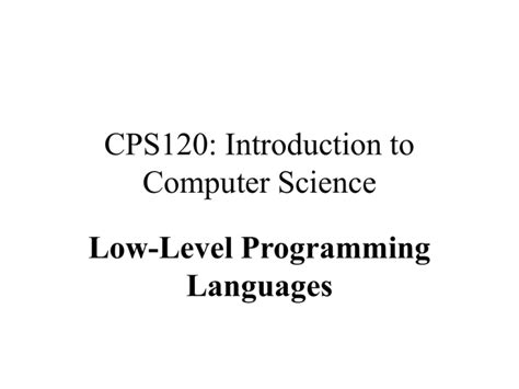 Low Level Programming Languages