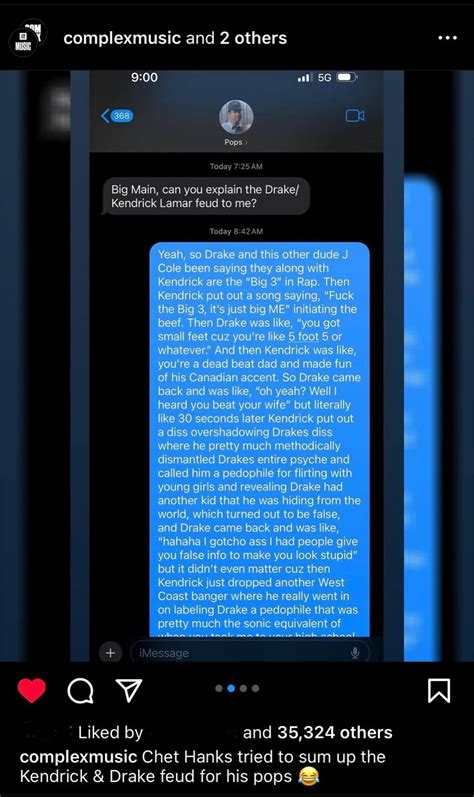 Chet Hanks Explains Kendrickdrake Beef To His Dad Tom Hanks R