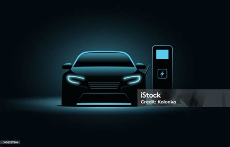 전기 자동차 Ev 충전소 벡터 개념 전기 자동차 충전기 에너지 배경 네온 배터리 그림 전기 자동차 대체 연료 차량에 대한 스톡 벡터 아트 및 기타 이미지 전기 자동차