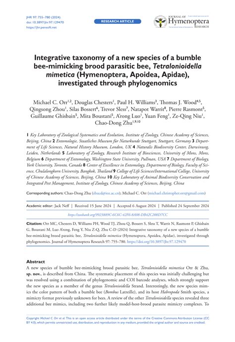 Pdf Integrative Taxonomy Of A New Species Of A Bumble Bee Mimicking