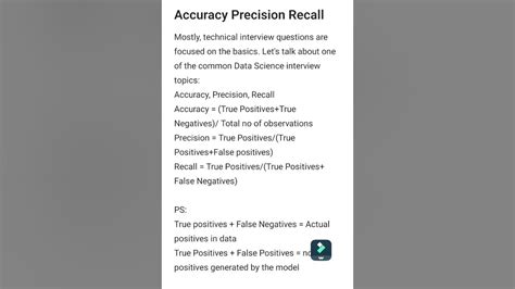 Accuracy Precision Recall Datascience Datascienceinterviewquestions