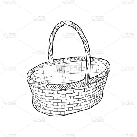 手拉柳条篮子。矢量插图。