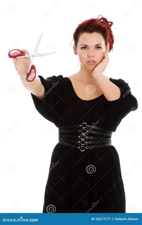 Modern Girl With Scissors Stock Image Image Of Color 22677771