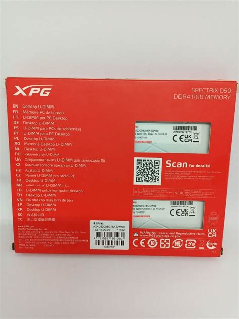 xpg d50 spectrix rgb 16gb 8x2 ddr4 3200mhz white last stock
