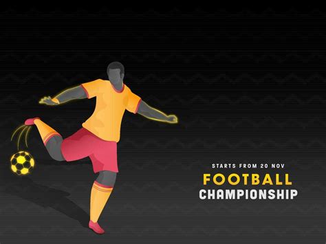 Football Championship Concept With Faceless Male Player Kicking The