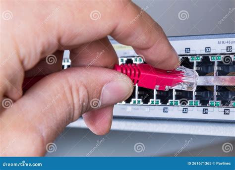 Hand With Red Ethernet Cable Stock Image Image Of Connection Hand