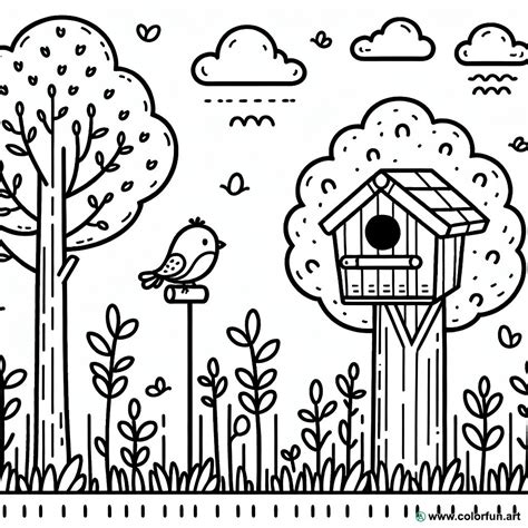 Coloriage Dune Cabane à Oiseaux à Télécharger Ou à Imprimer Gratuitement