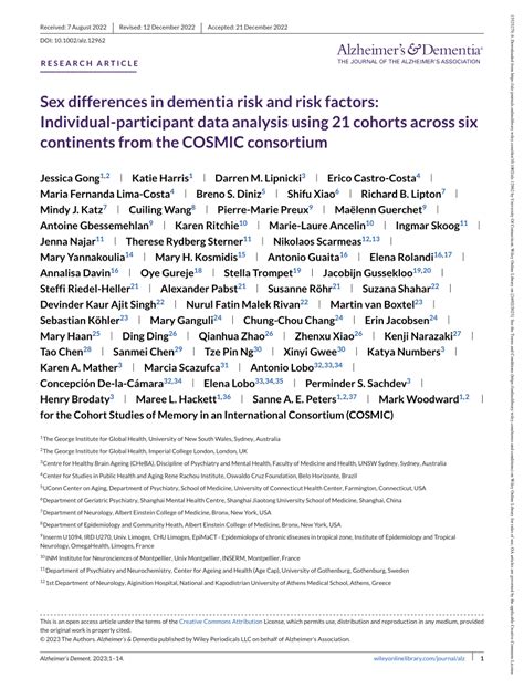 Pdf Sex Differences In Dementia Risk And Risk Factors Individual