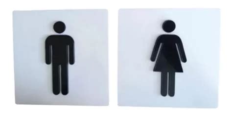 Par Placa Acrílico Banheiro Wc Sinalização Lavável Lavabo