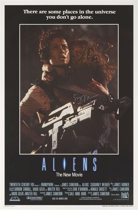 ALIENS 1986 INTERNATIONAL POSTER BRITISH SIGNED BY SIGOURNEY WEAVER