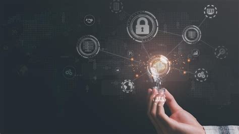 Premium Photo Man Holding A Light Bulb Digital Network Data