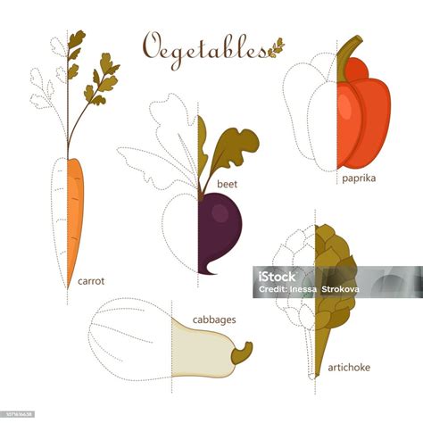 미니 아이 들을 위한 게임입니다 점 들을 연결 하 고 그림을 페인트 야채입니다 교육에 대한 스톡 벡터 아트 및 기타 이미지