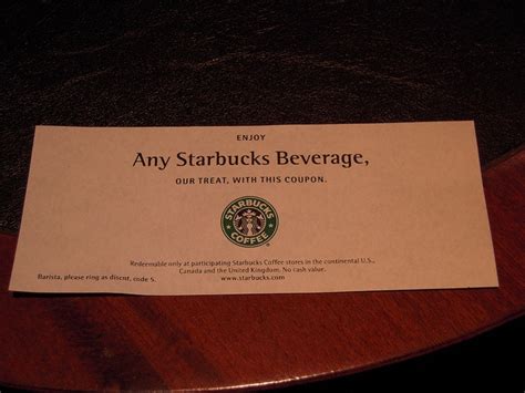 Starbucks Voucher For Free Coffee Drinks