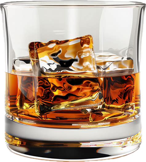 Glass Of Whiskey With Ice Cubes 46651754 Png