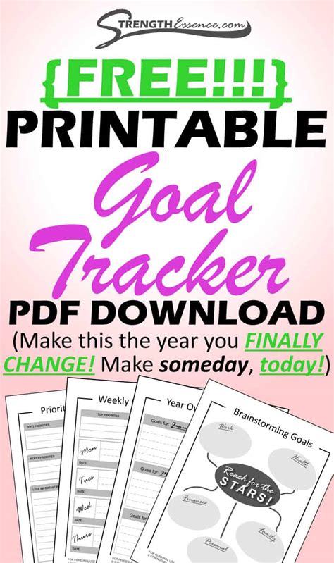Free Printable Goal Tracker Pdf Download Strength Essence