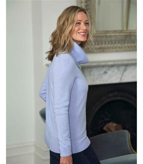 Soft Periwinkle Pure Cashmere Cowl Neck Jumper Woolovers Au