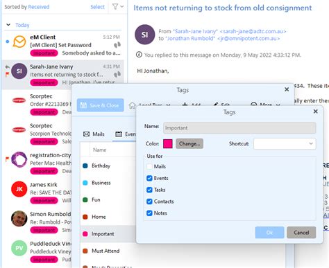 Important Tag On Mail Mail EM Client