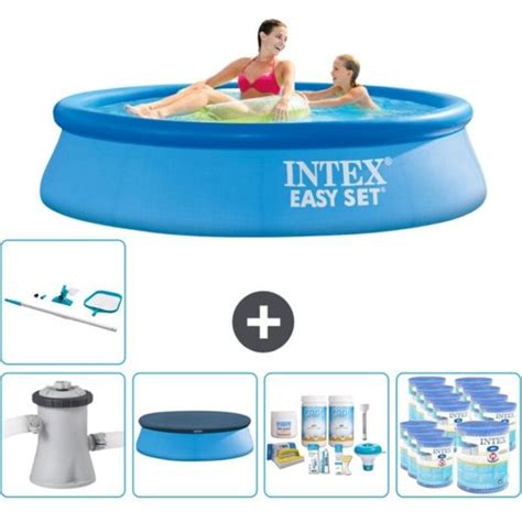 Piscine Gonflable Ronde Intex Easy Set 244 X 61 Cm Bleue Comprend