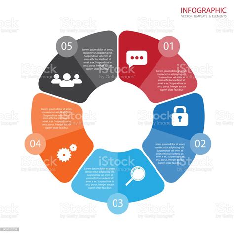벡터 원형 화살표 인포 그래픽을 설정합니다 다이어그램 그래프 프레 젠 테이 션 및 차트에 대 한 템플릿 5 옵션 부품 단계 또는 프로세스와 비즈니스 개념 추상적인 배경입니다