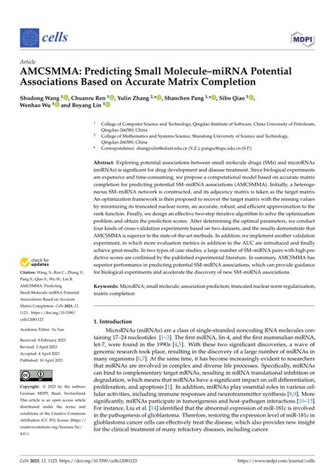 Pdf Amcsmma Predicting Small Moleculemirna Potential Associations