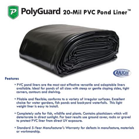 Polyguard 20 X 20 Foot 20 Mil Pvc Pond Liner For Fish Ponds And Water
