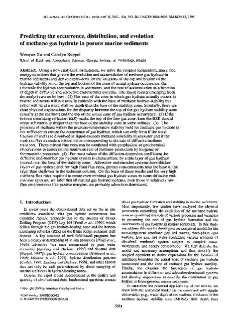 Pdf Predicting The Occurrence Distribution And Evolution Of Methane