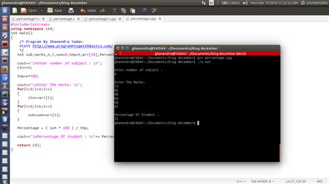 C Program To Calculate Percentage Of Marks Of 6 Subjects