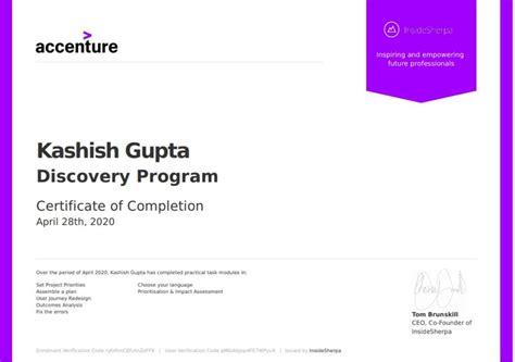 Kashish Gupta On Linkedin Excited To Complete The Accenture Virtual