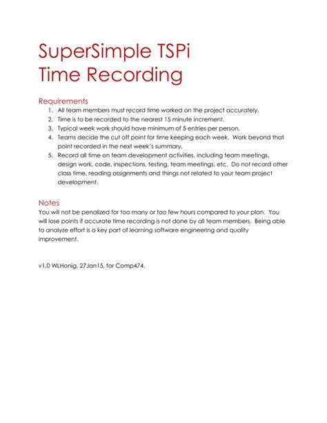 Supersimple Tspi Time Recording