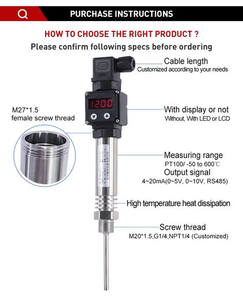 Qidian Rtd Pt100 Pt1000 Precision Temperature Sensors