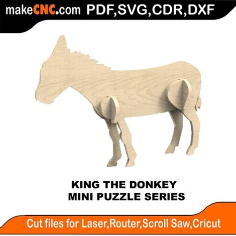 King The Donkey Mini Puzzle 3D Puzzle Laser Cut Scroll Saw CNC