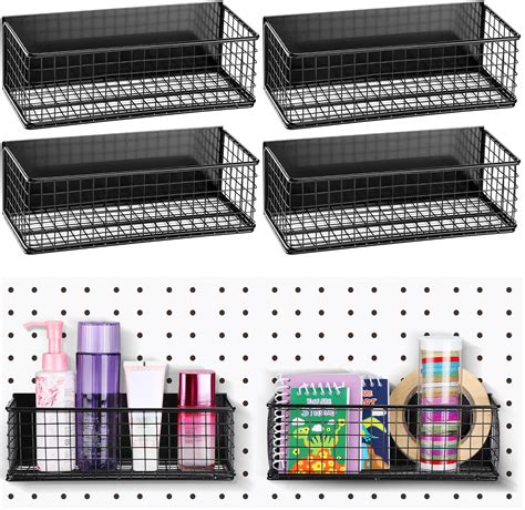 Steel Mesh Pegboard Basket In Black 2 Pack At Franklin Norwood Blog