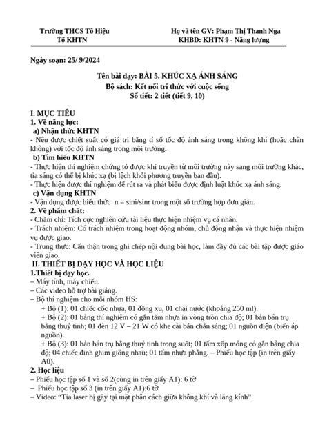 Khbd Khtn 9 Năng Lượng Tuần 5 6 Pdf