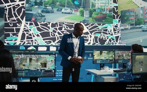 Supervisor Arriving In The Control Center At Shipping Agency